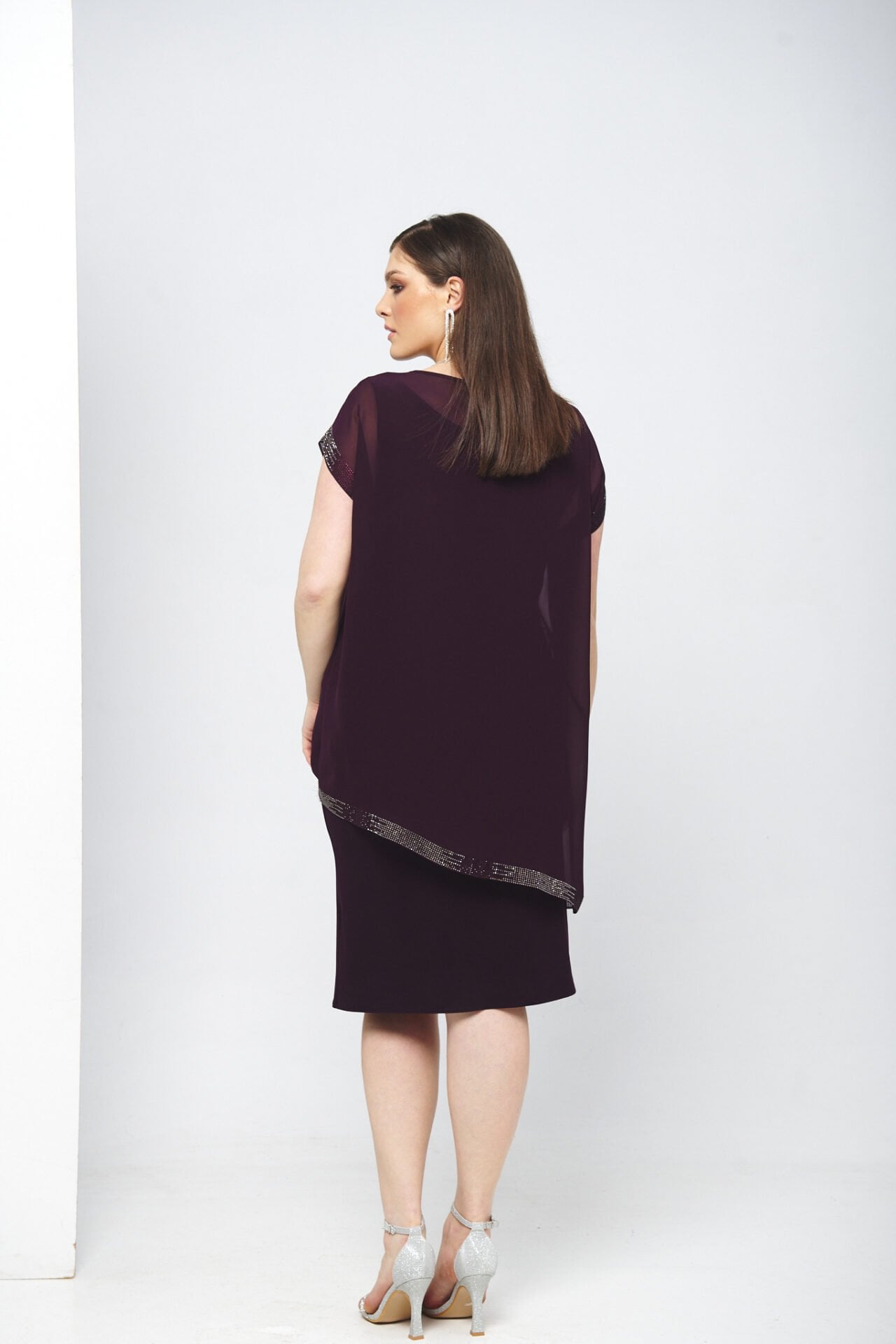 Φόρεμα Midi με Layer Μελιτζανί - Macy | ForYouFashion